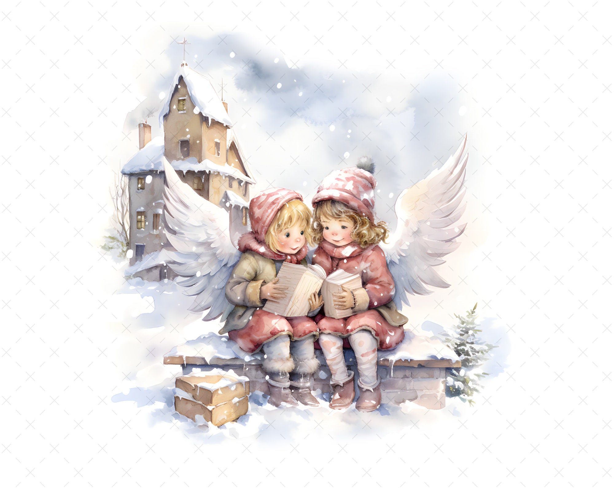 Snow Angels Clipart 8 High Quality Jpgs Vintage Christmas Cherub, Cute ...