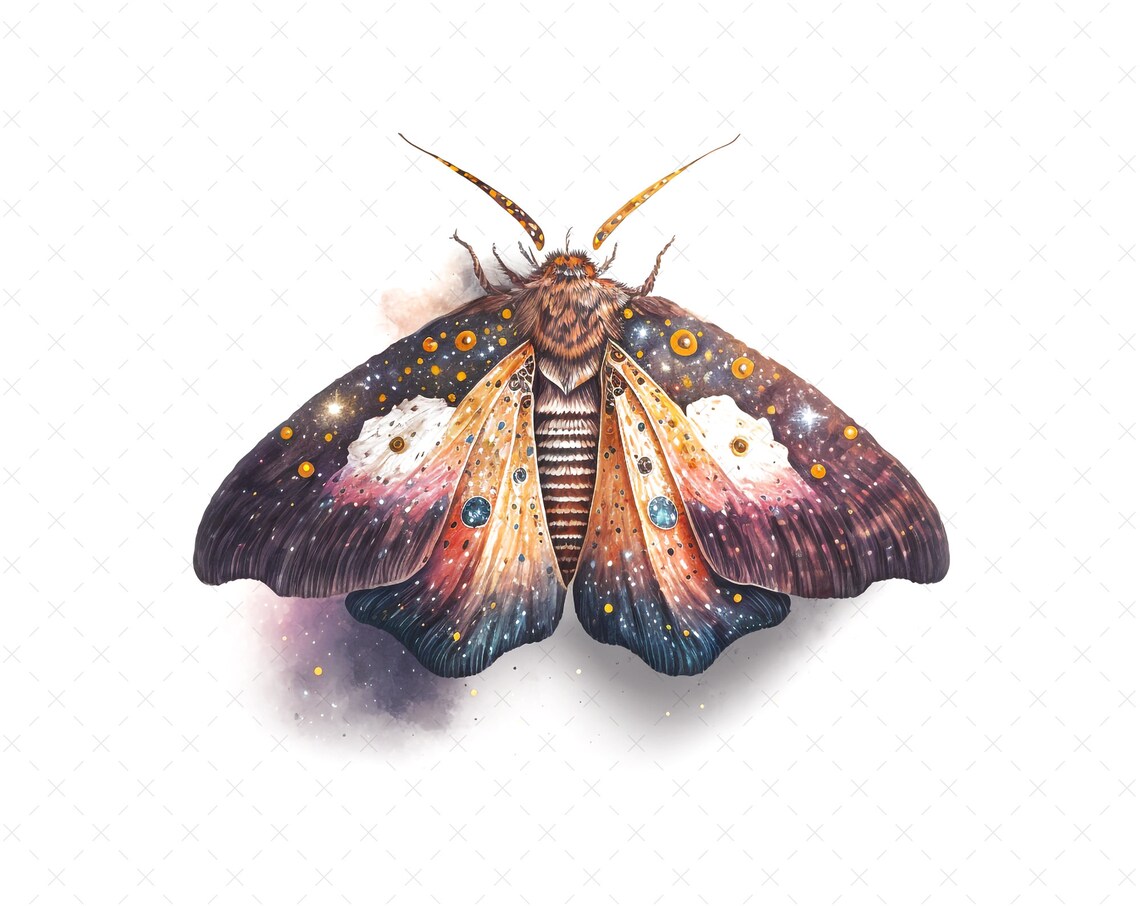 Cosmic Moth Clipart 10 High Quality Jpgs Magical Galaxy - Etsy