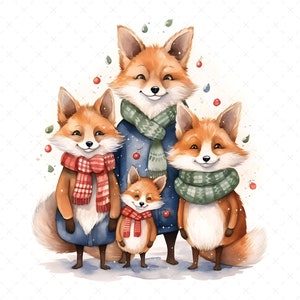 Winter Fox Clipart 8 High Quality Jpgs Adorable Cosy Woodland Animal ...