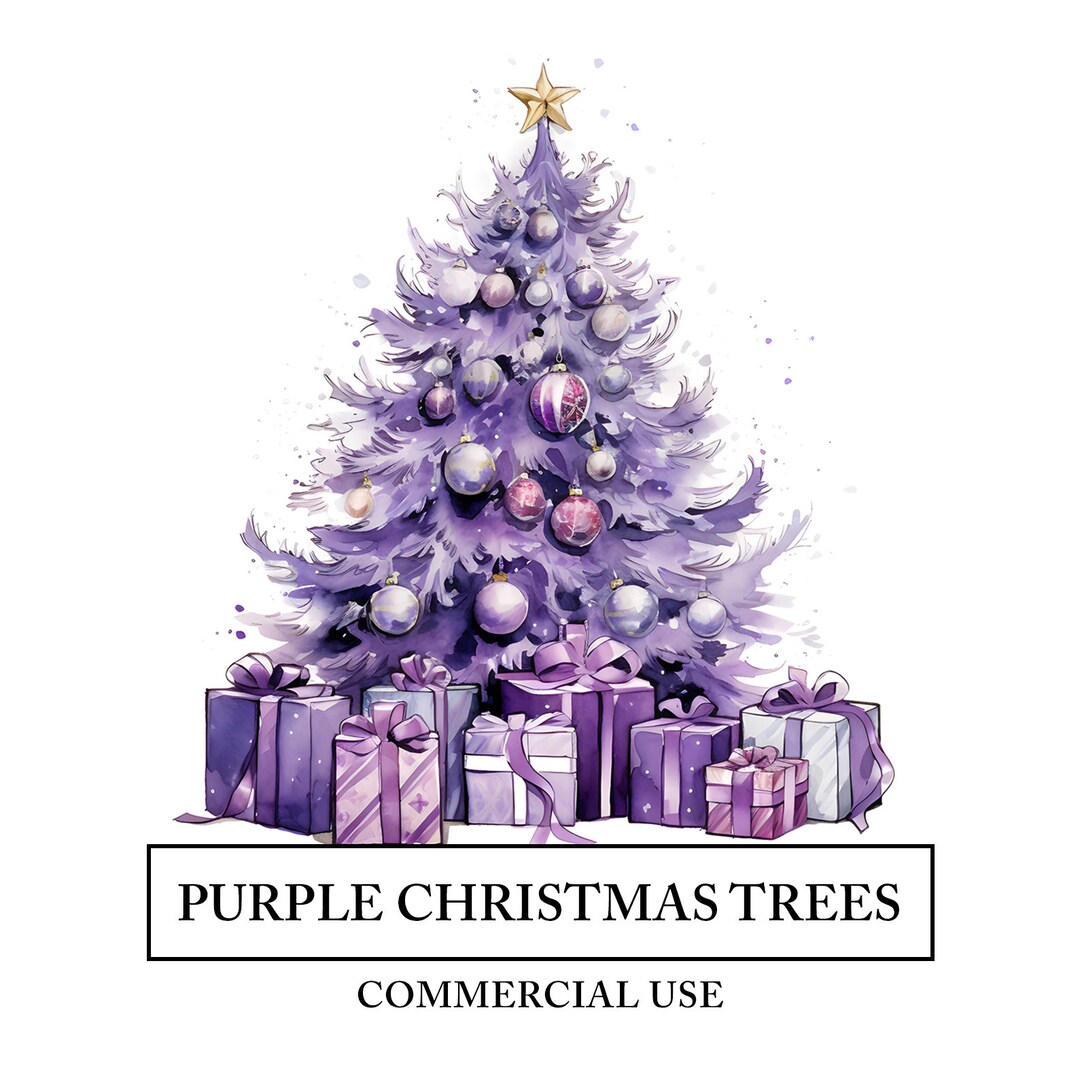 Purple Christmas Trees Clipart 12 High Quality Jpgs Winter Gift ...