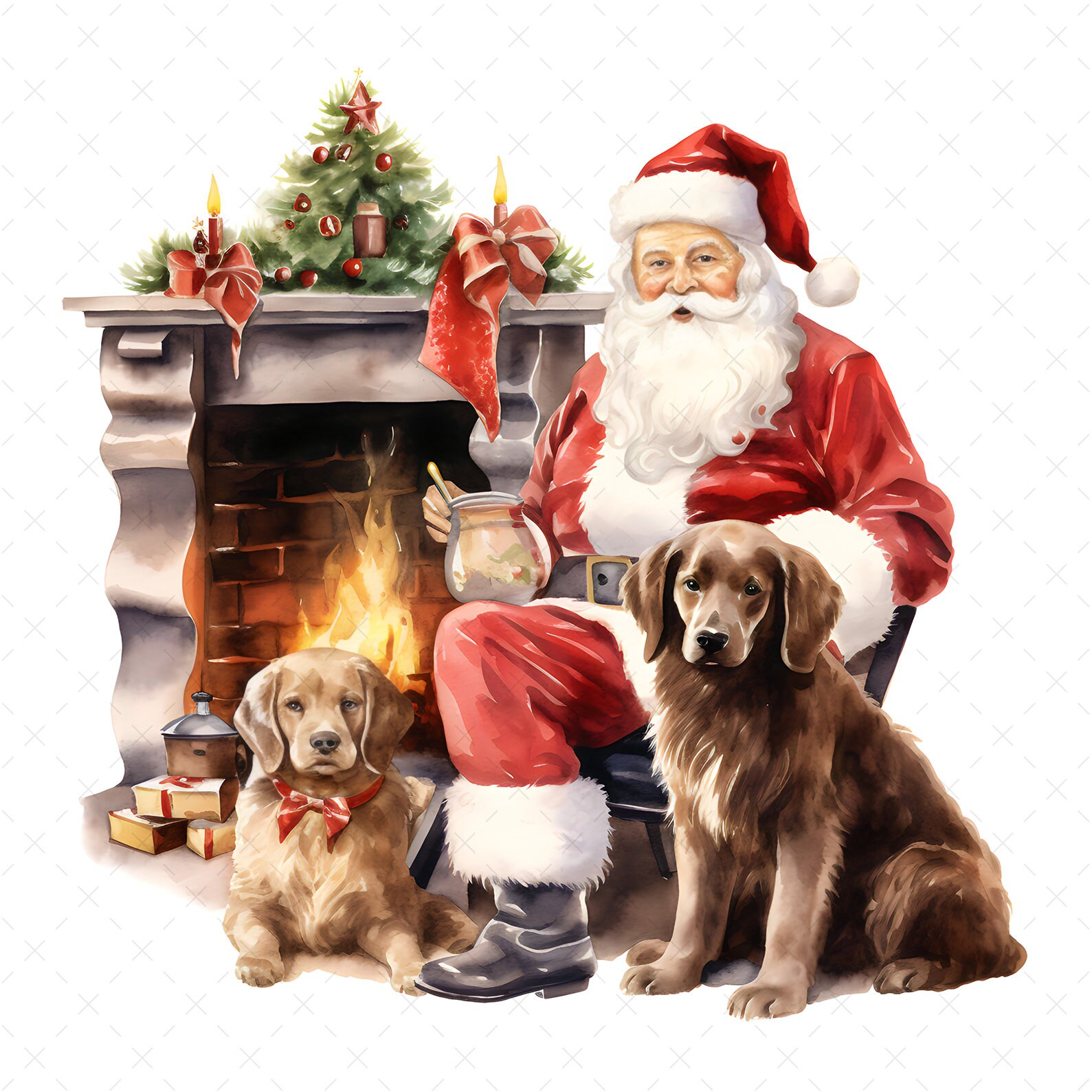 Santa With Dog Clipart 10 High Quality Jpgs Father Christmas Red ...