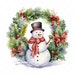 Snowman Wreaths Clipart 8 High Quality Jpgs Vintage Christmas Holly ...