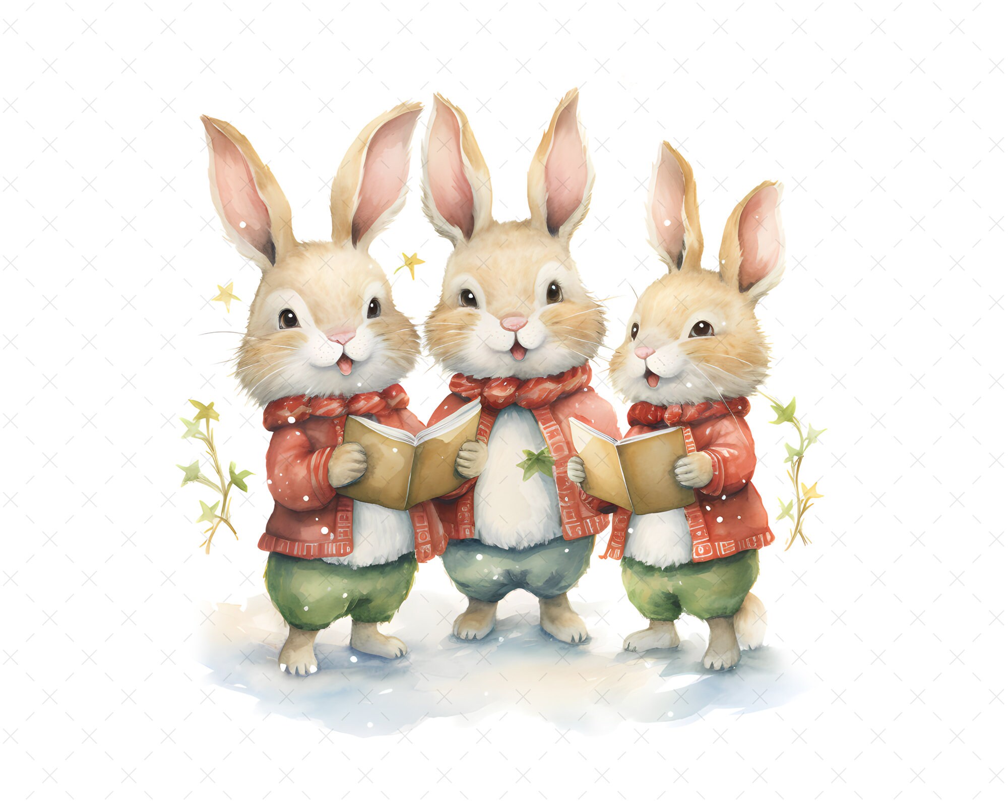Rabbit Singers Clipart 12 High Quality Jpgs Cute Christmas Carol ...