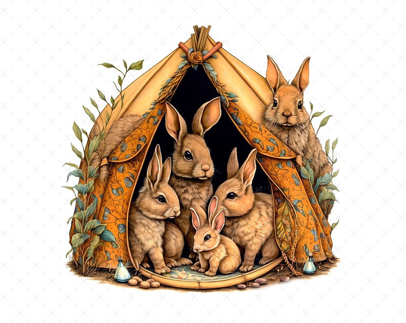 Rabbit Family Clipart 4 High Quality Jpgs Cute Thanksgiving Scene ...