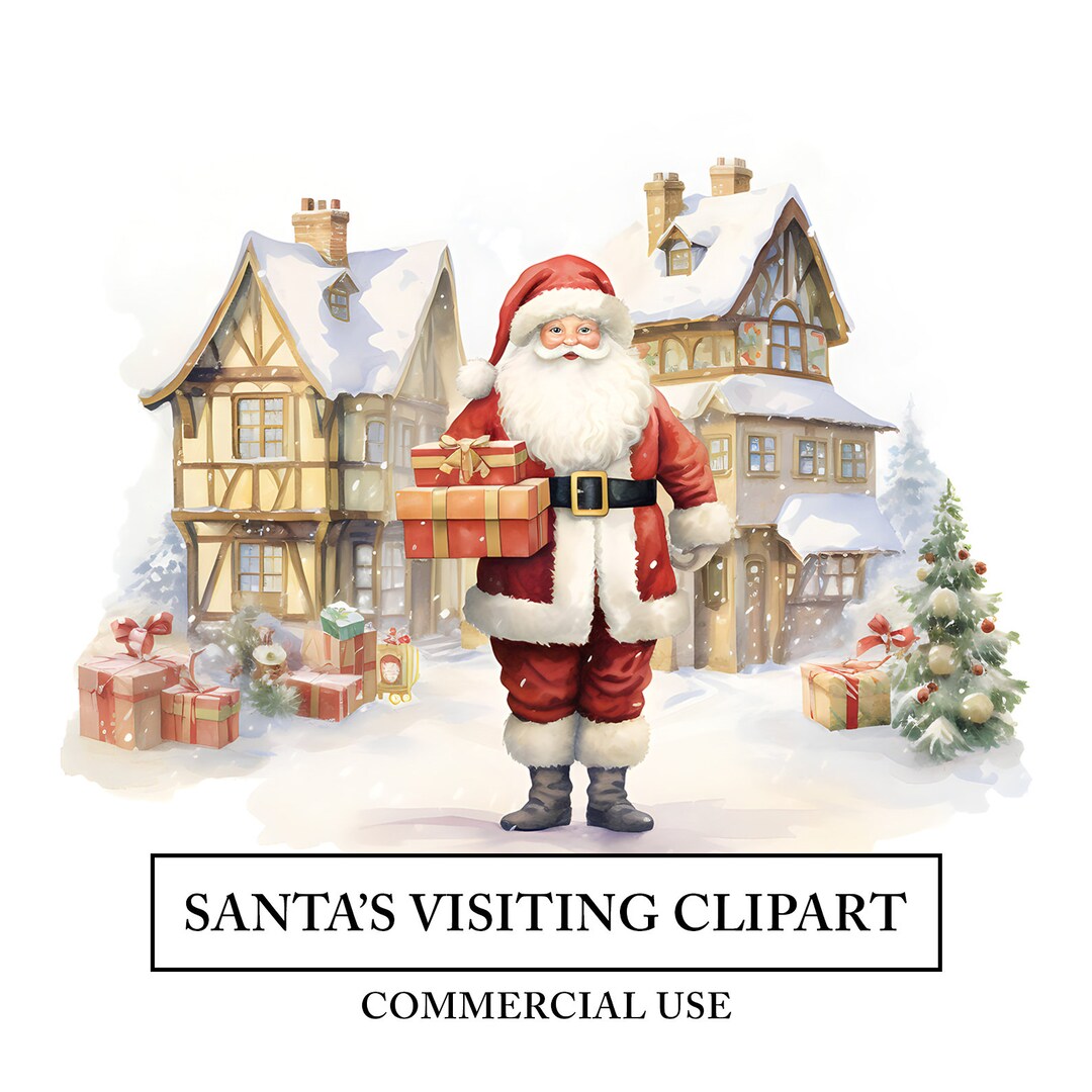 Santa's Visiting Clipart 14 High Quality Jpgs Vintage Cosy Father ...