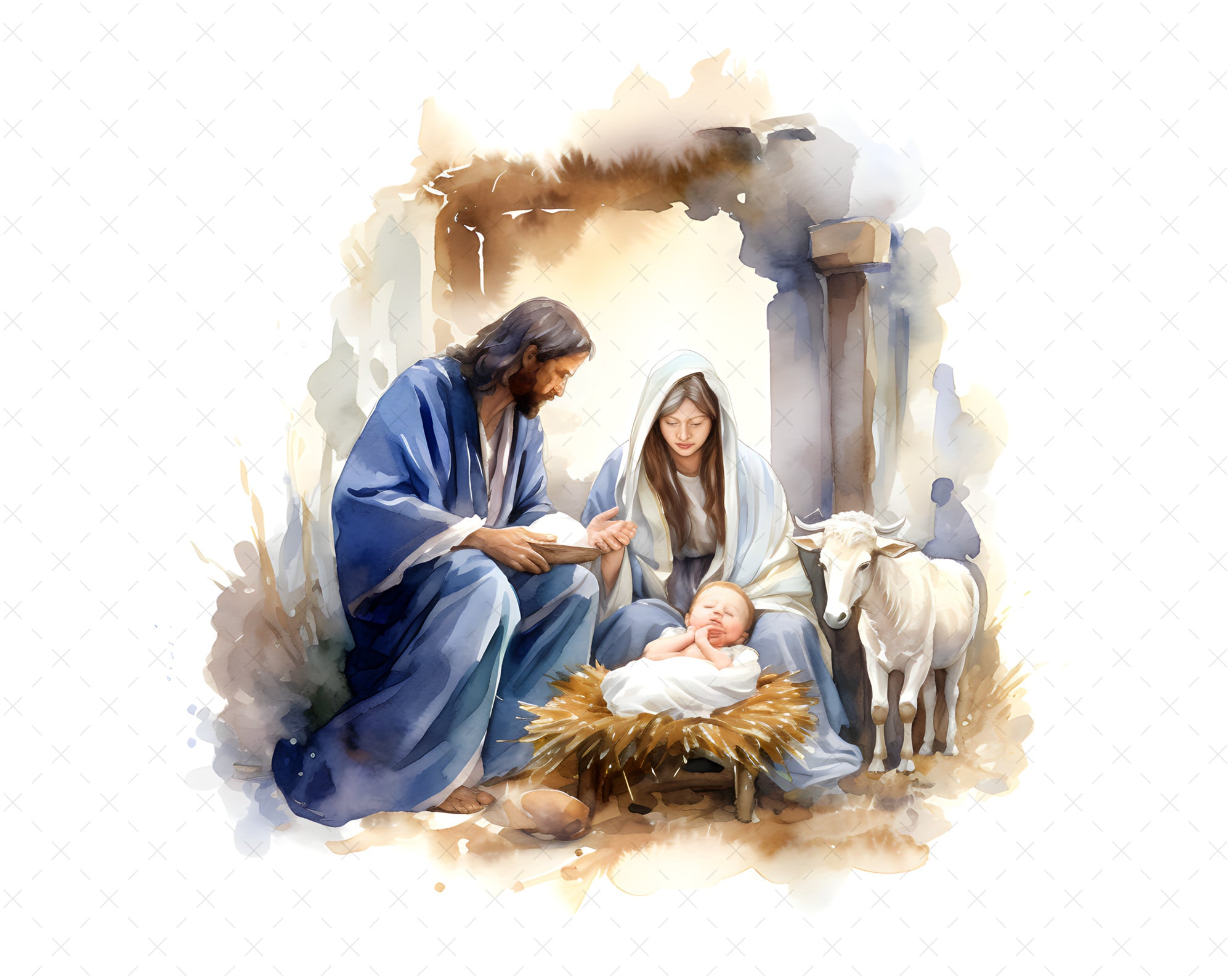 Nativity Scene Clipart 12 High Quality Jpgs Beautiful Christmas ...