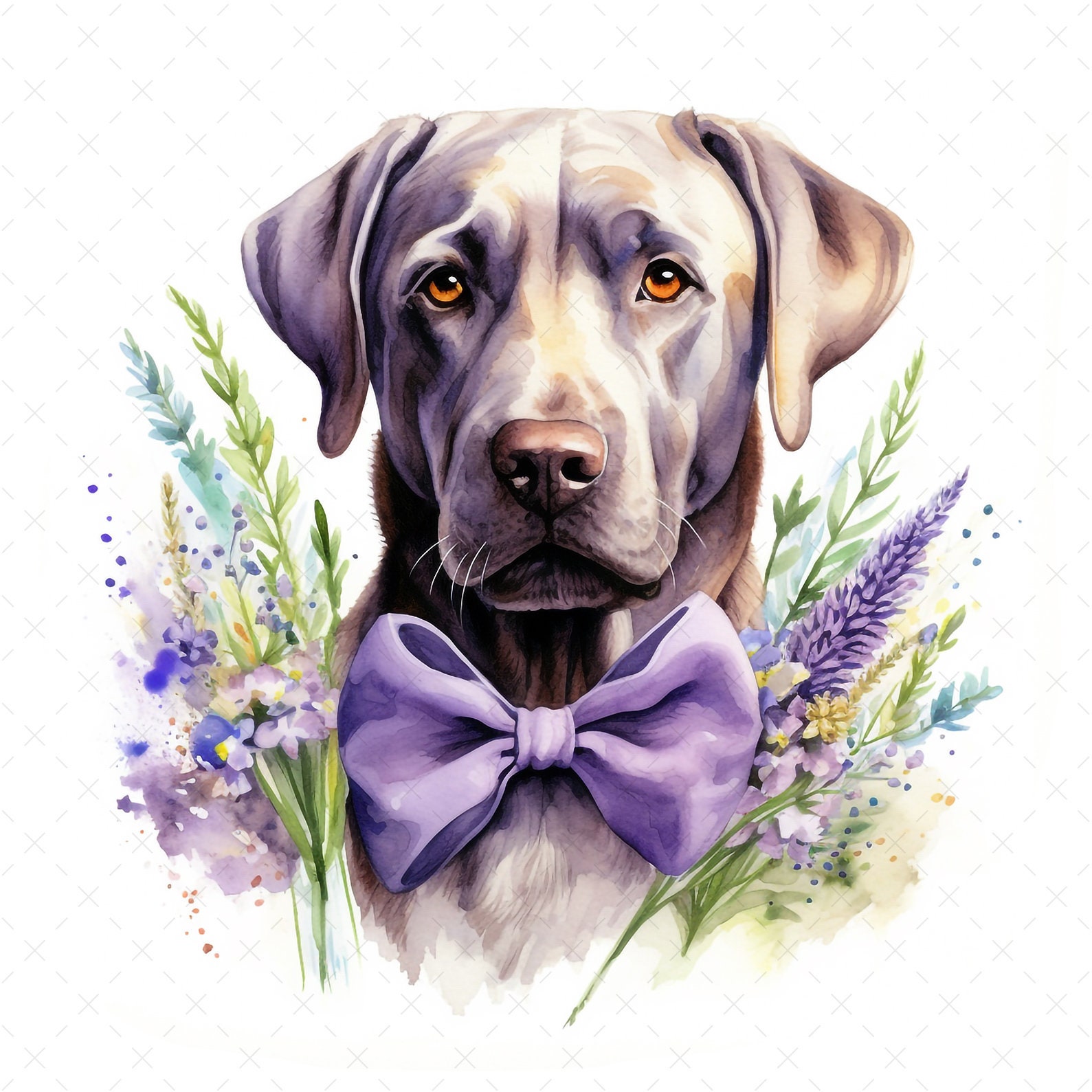 Labrador With Lavender Clipart 8 High Quality Jpgs Purple Flower ...