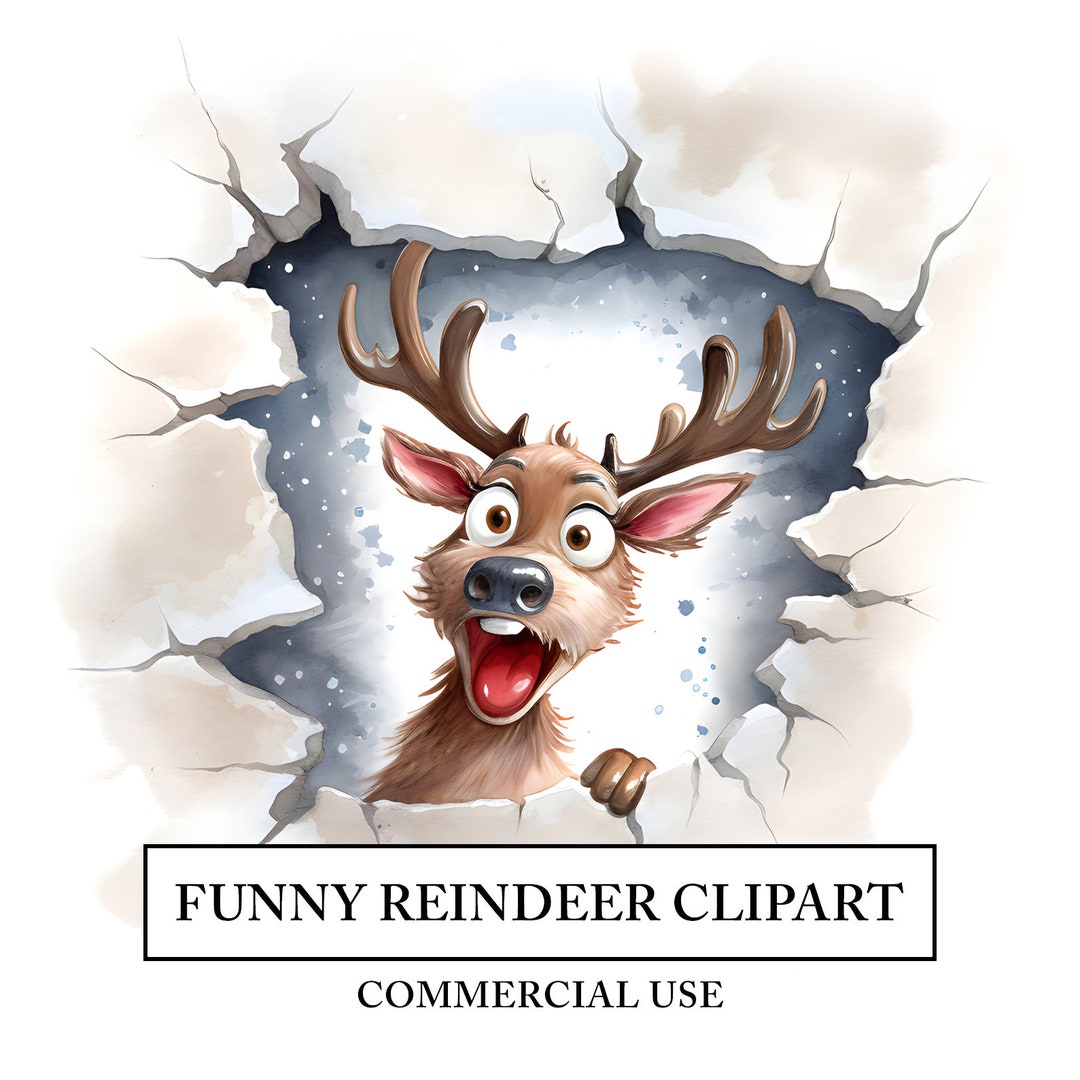 Funny Reindeer Clipart 8 High Quality Jpgs Cute Christmas Rudolph ...