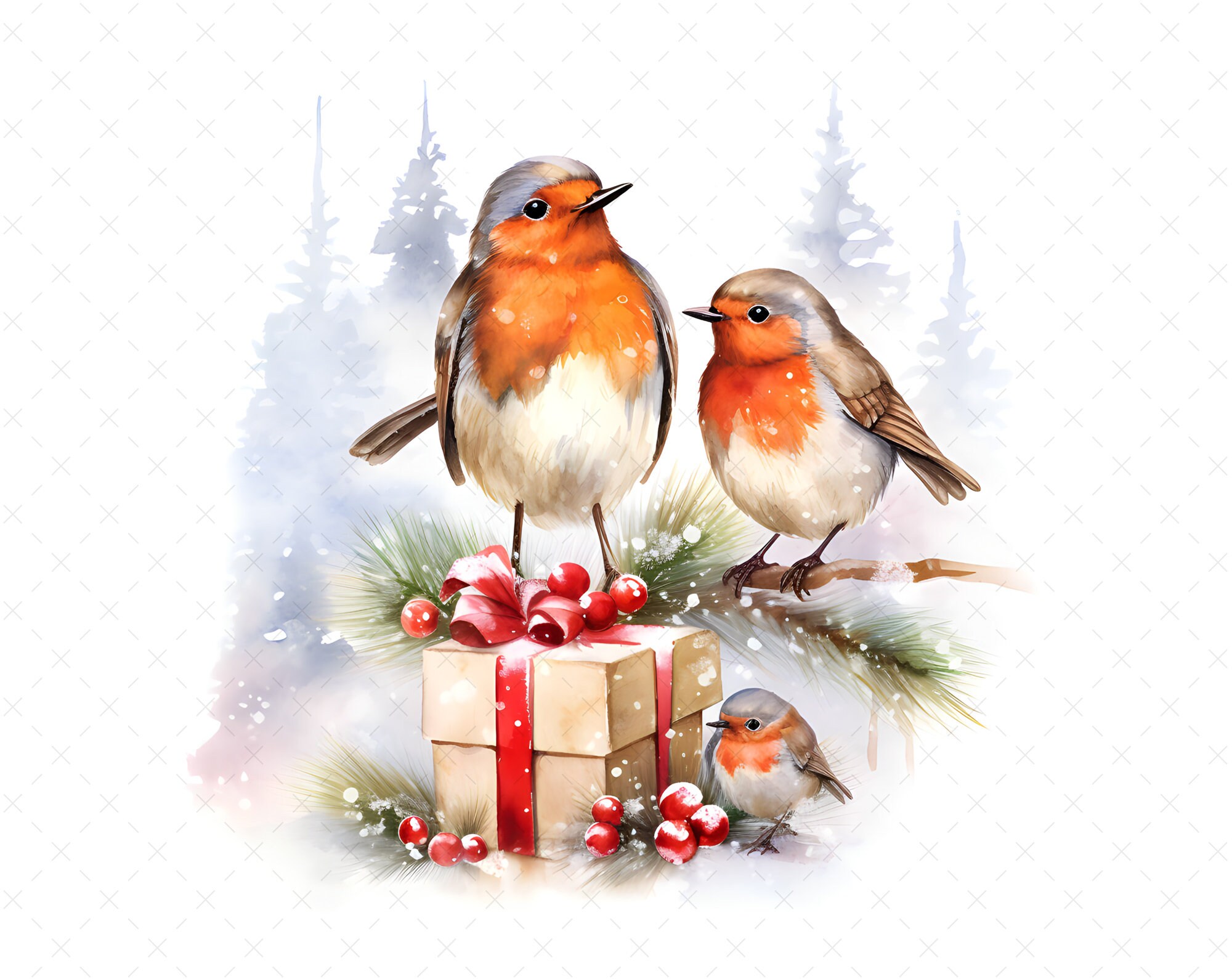 Robins at Christmas Clipart 10 High Quality Jpgs Elegant Festive Garden ...