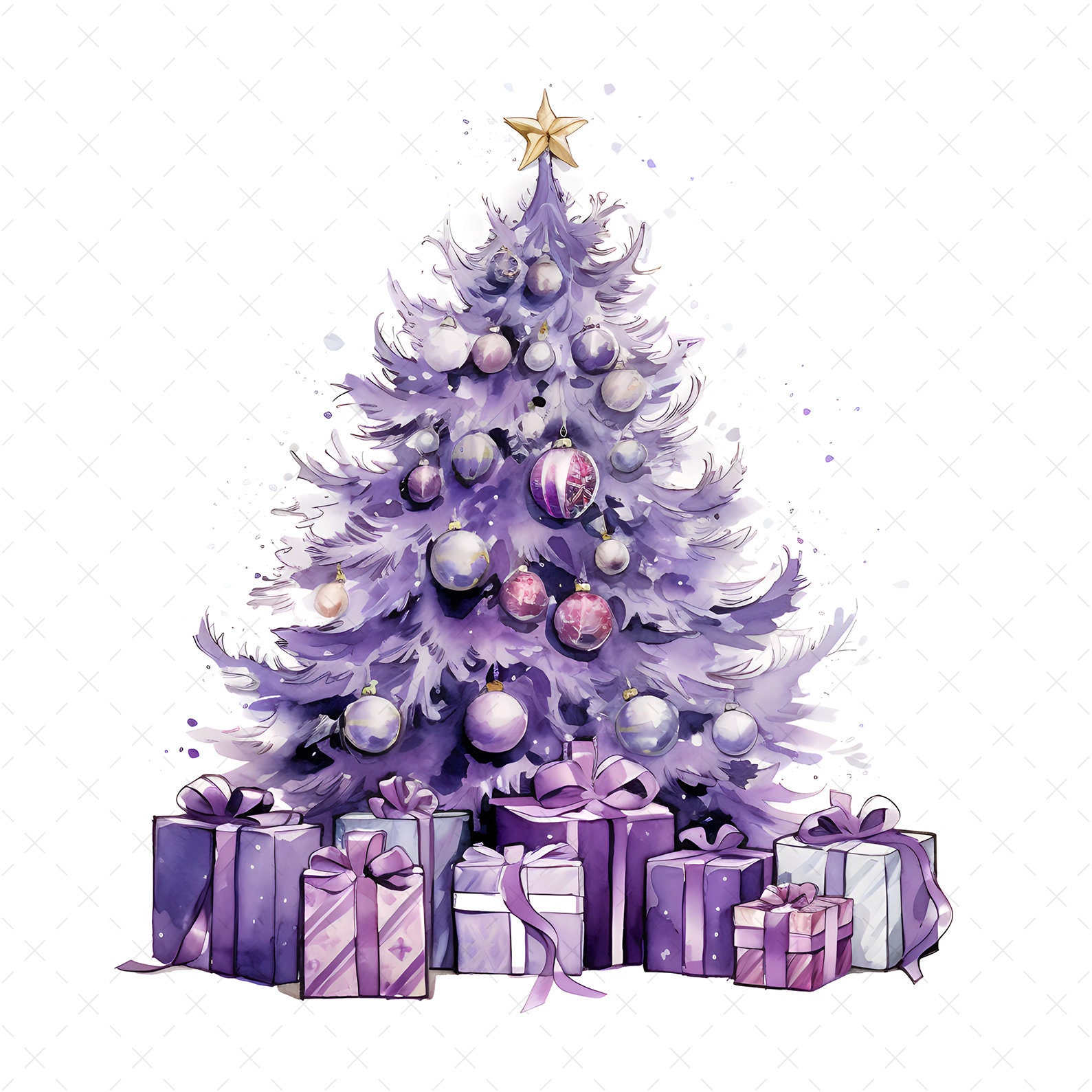 Purple Christmas Trees Clipart 12 High Quality Jpgs Winter Gift ...