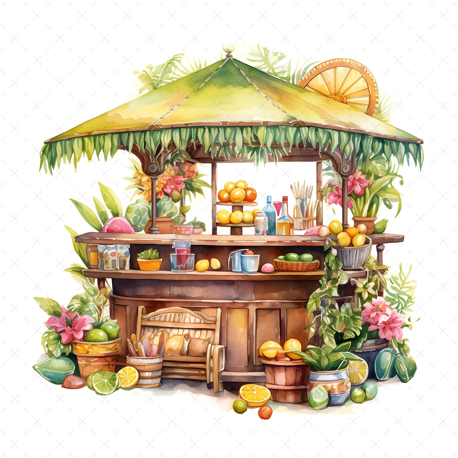 Cocktail Bar Clipart 20 High Quality Jpgs Elegant Flower Watercolor Art ...