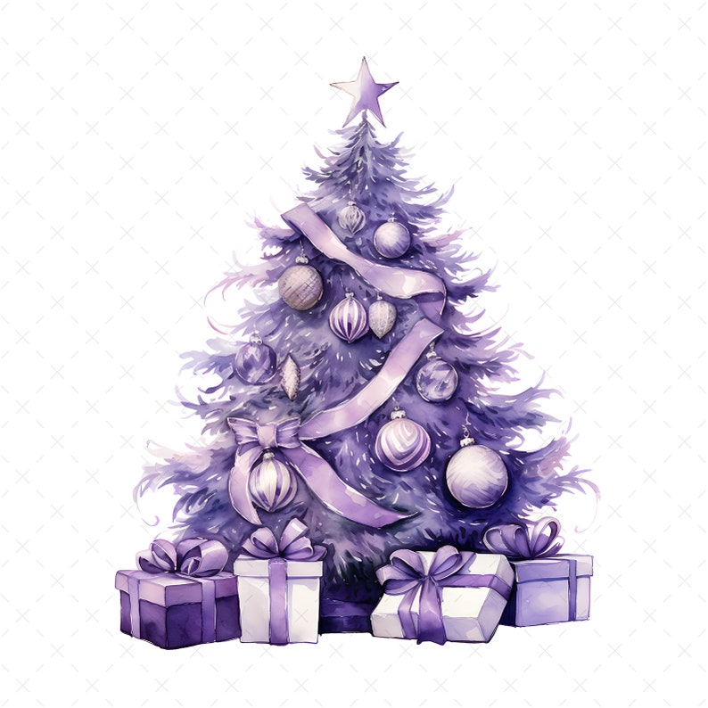 Purple Christmas Trees Clipart 12 High Quality Jpgs Winter Gift ...