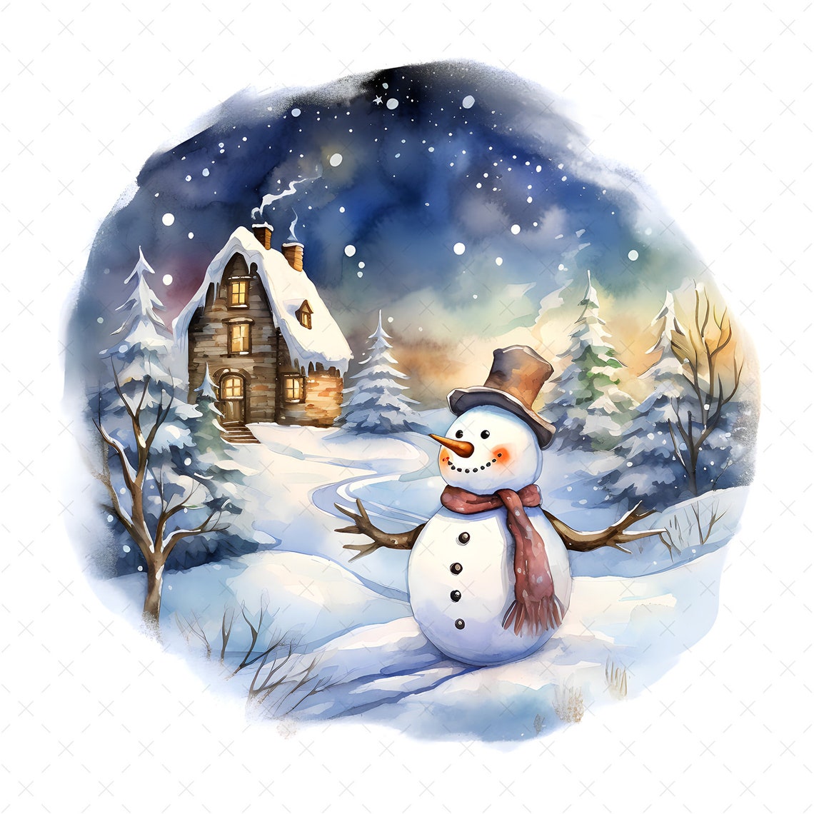 Snowman Night Clipart 12 High Quality Jpgs Vintage Snowmen Clipart ...