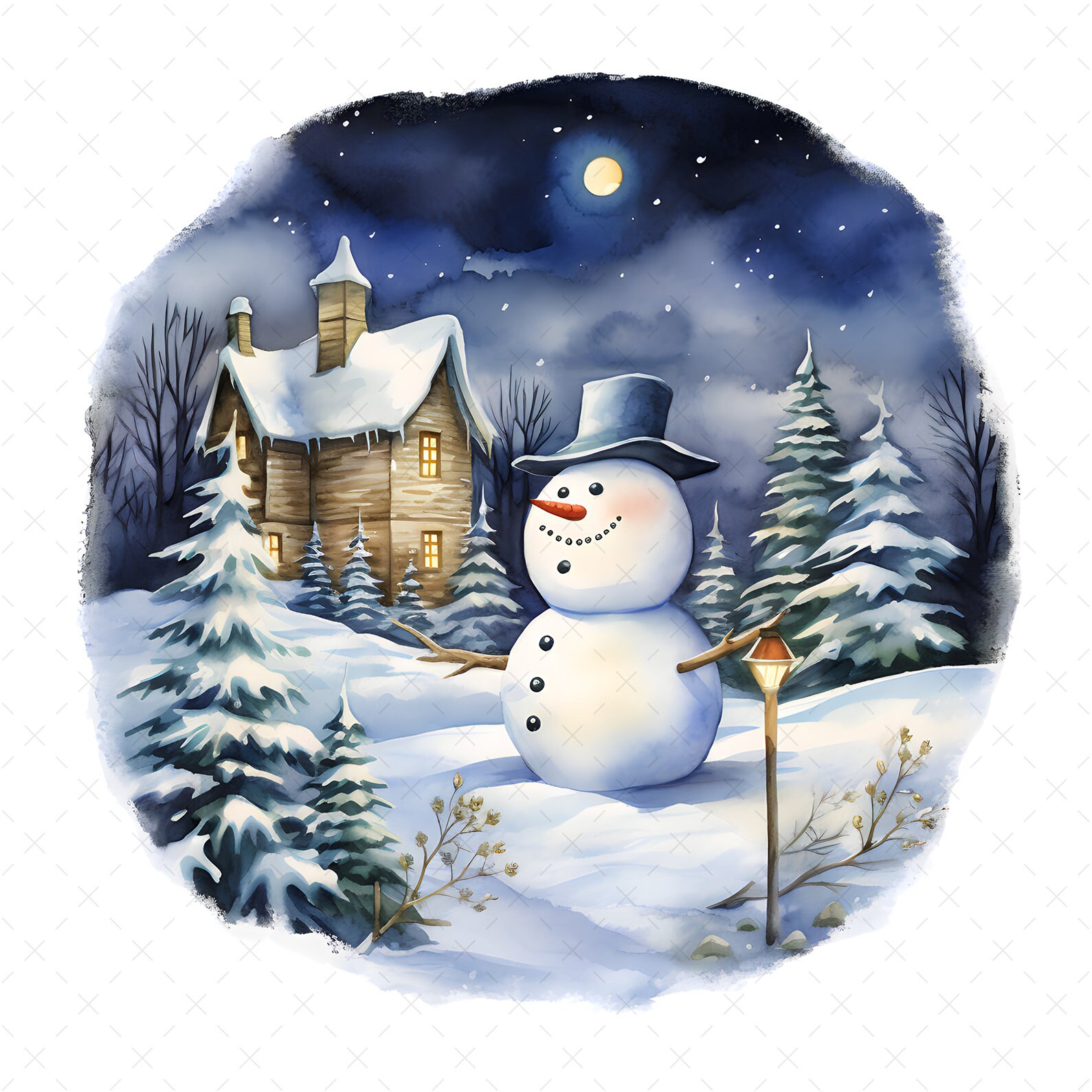Snowman Night Clipart 12 High Quality Jpgs Vintage Snowmen Clipart ...