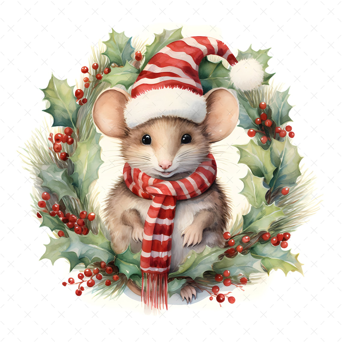 Christmas Mouse Clipart 13 High Quality Jpgs Cute Vintage - Etsy