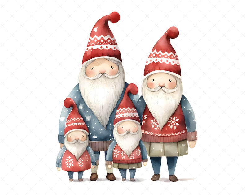 Gnome Family Clipart 10 High Quality Jpgs Lovable Festive - Etsy