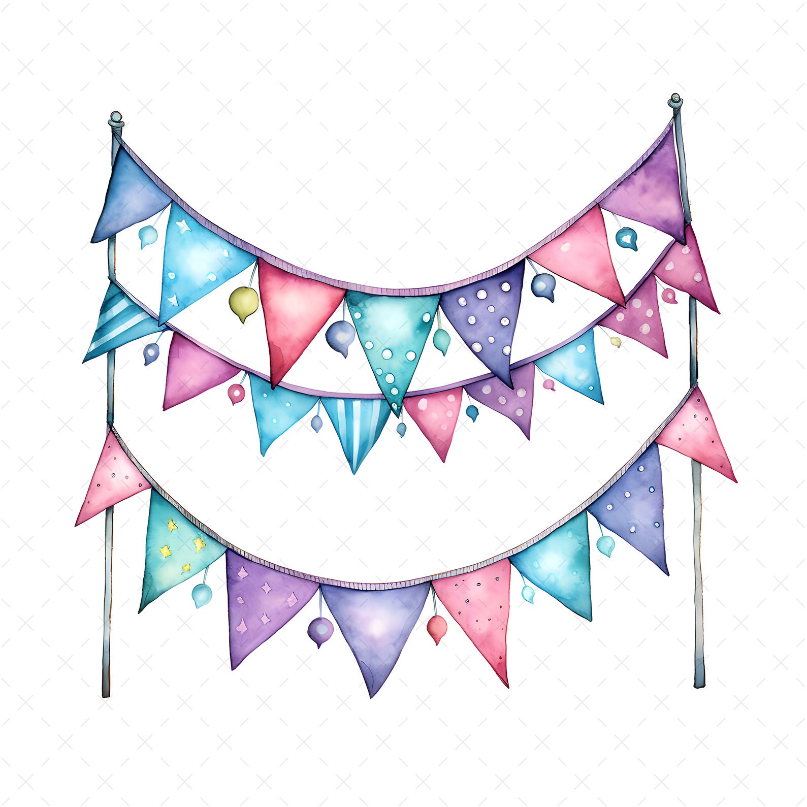 Party Bunting Clipart 12 High Quality Jpgs Birthday Celebration ...