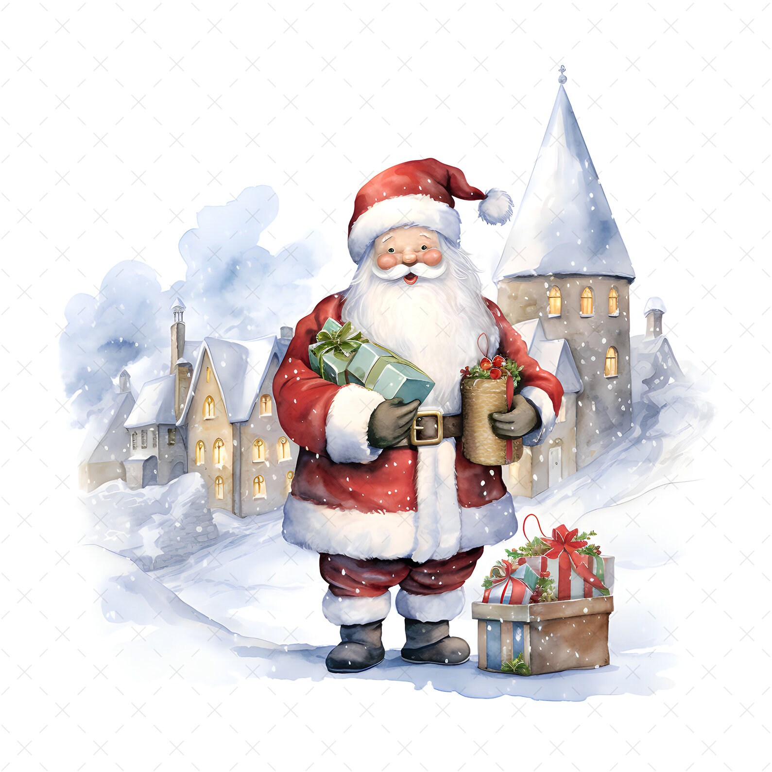 Santa's Visiting Clipart 14 High Quality Jpgs Vintage Cosy Father ...