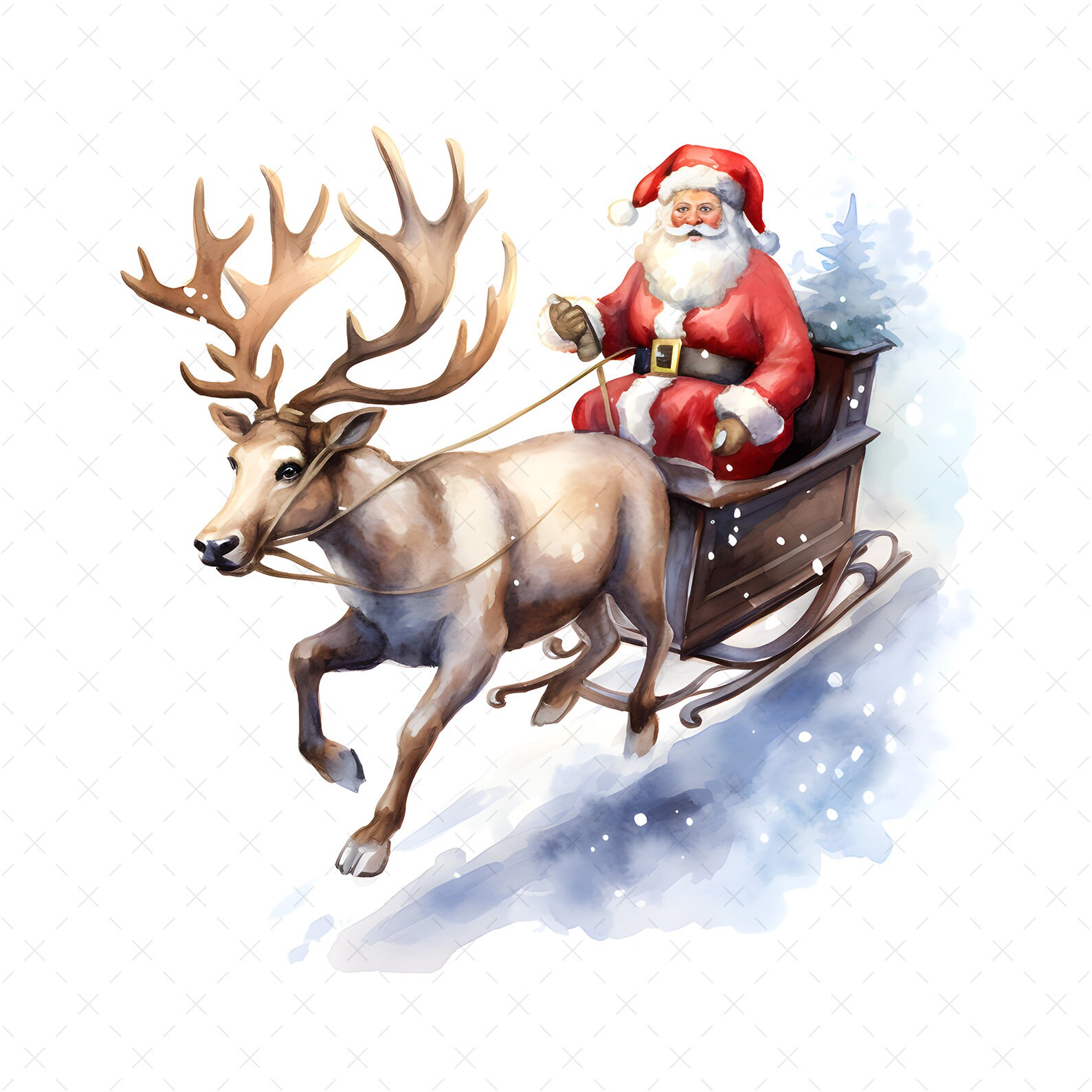 Santa's Reindeer Sleigh Clipart 12 High Quality Jpgs Christmas ...