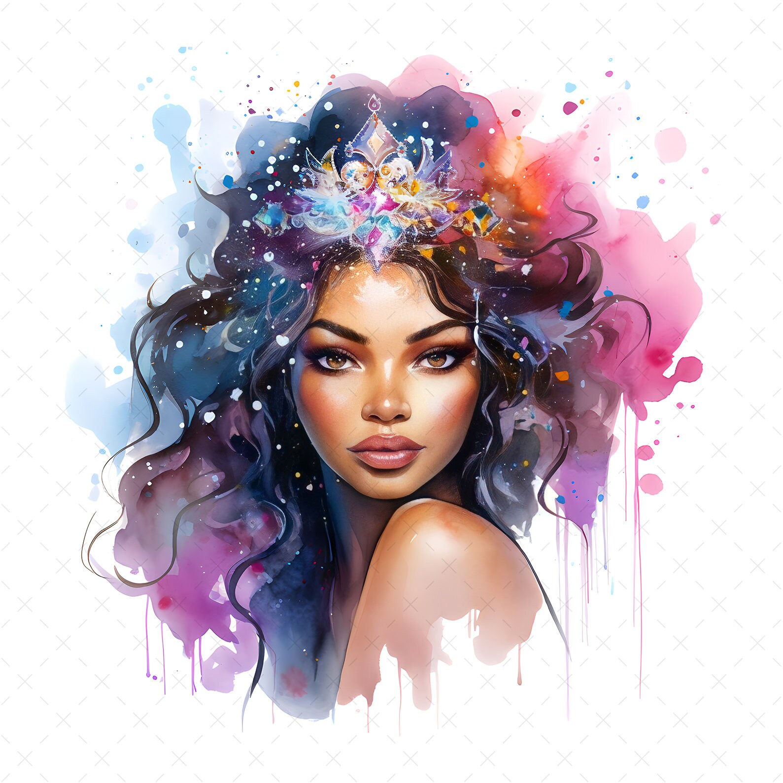 Rainbow Female Clipart 8 High Quality Jpgs Afro Urban Watercolor Art ...