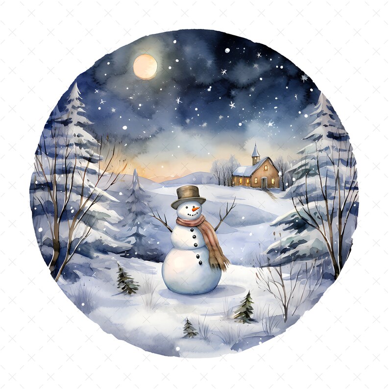 Snowman Night Clipart 12 High Quality Jpgs Vintage Snowmen Clipart ...