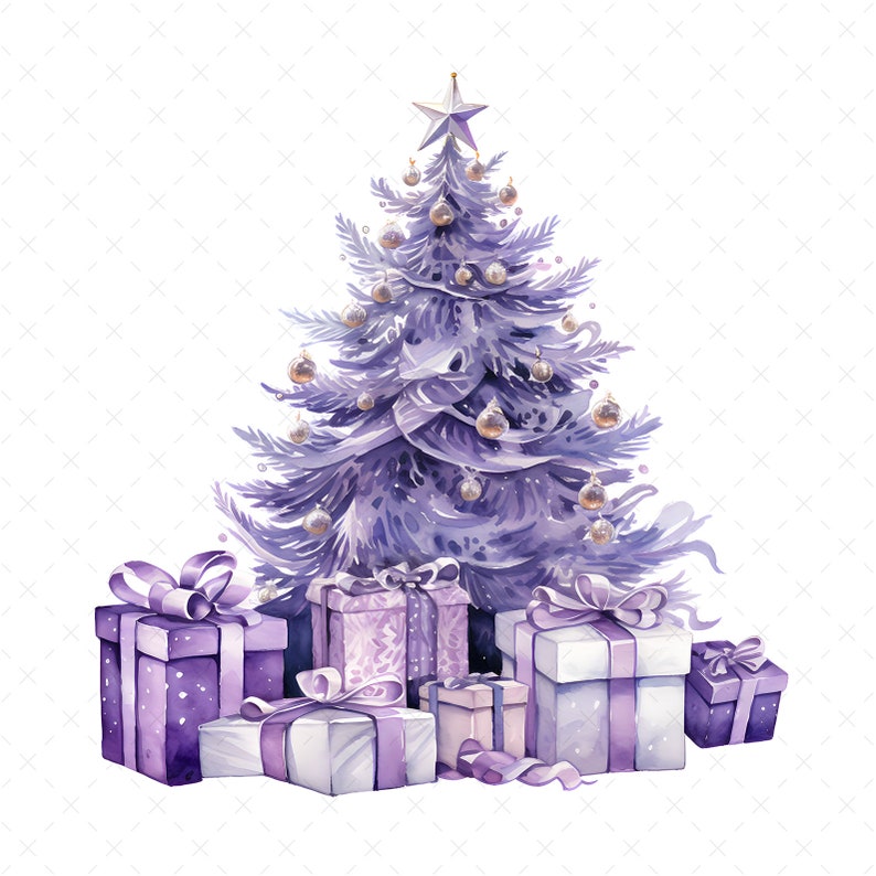 Purple Christmas Trees Clipart 12 High Quality Jpgs Winter Gift ...