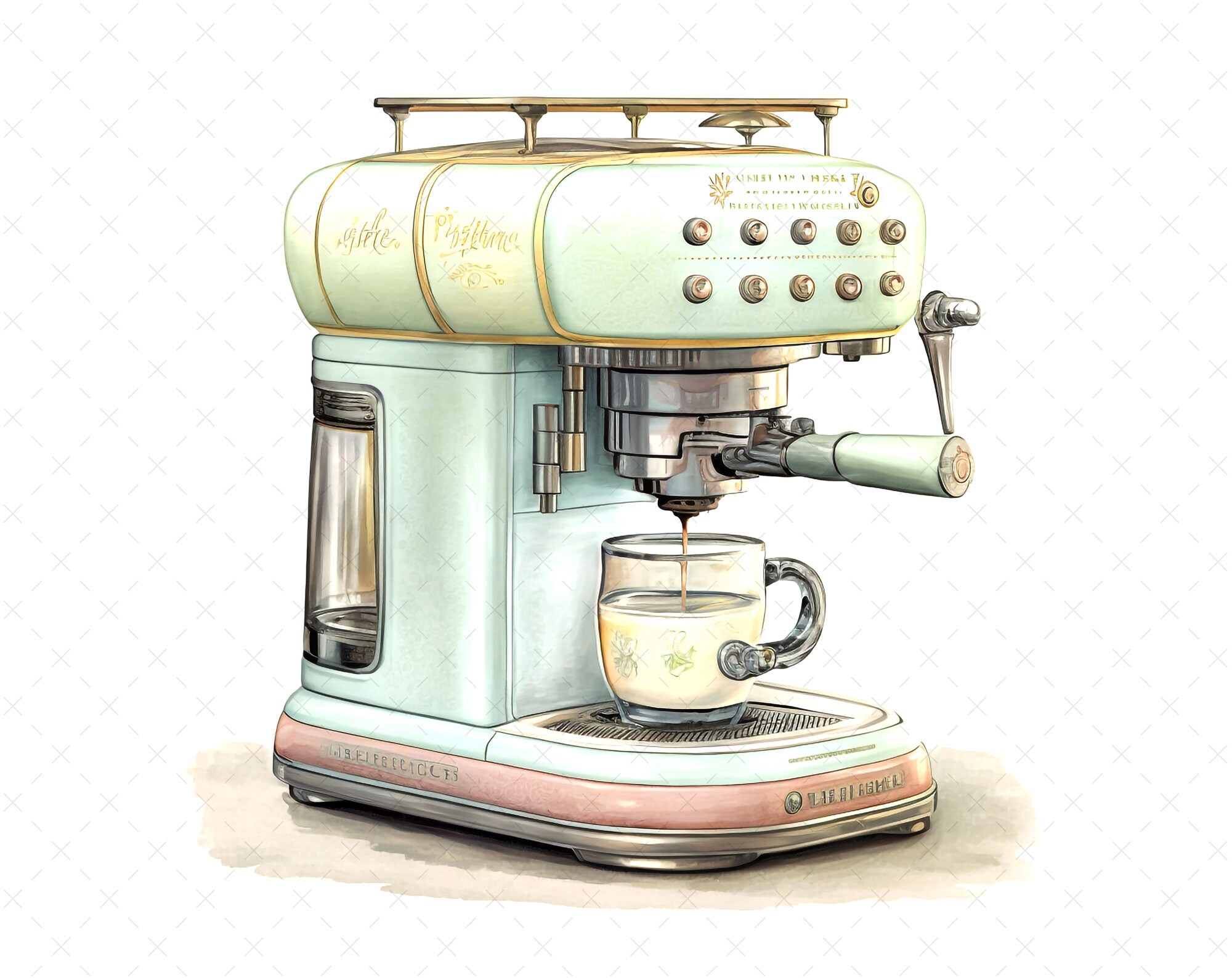 Espresso Maker Clipart 11 High Quality Jpgs Retro Coffee - Etsy