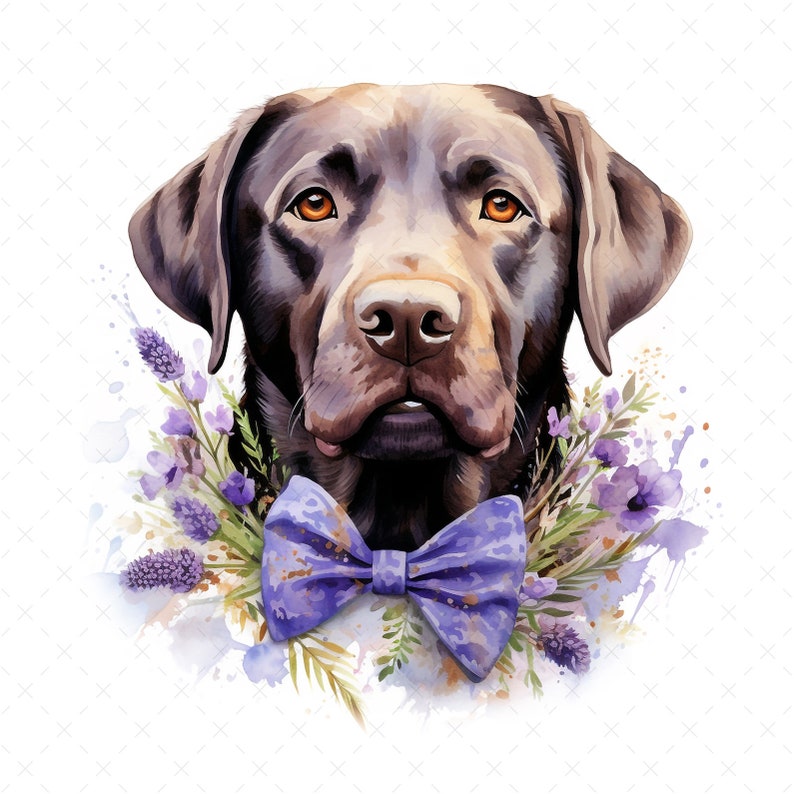 Labrador With Lavender Clipart 8 High Quality Jpgs Purple Flower ...
