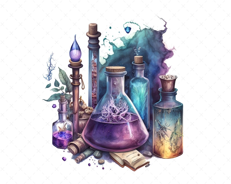 Witch Academy Clipart 11 High Quality Jpgs Potion Brewing Cauldron ...