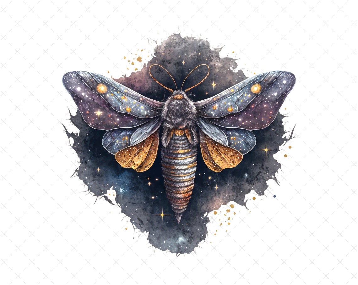 Cosmic Moth Clipart 10 High Quality Jpgs Magical Galaxy - Etsy