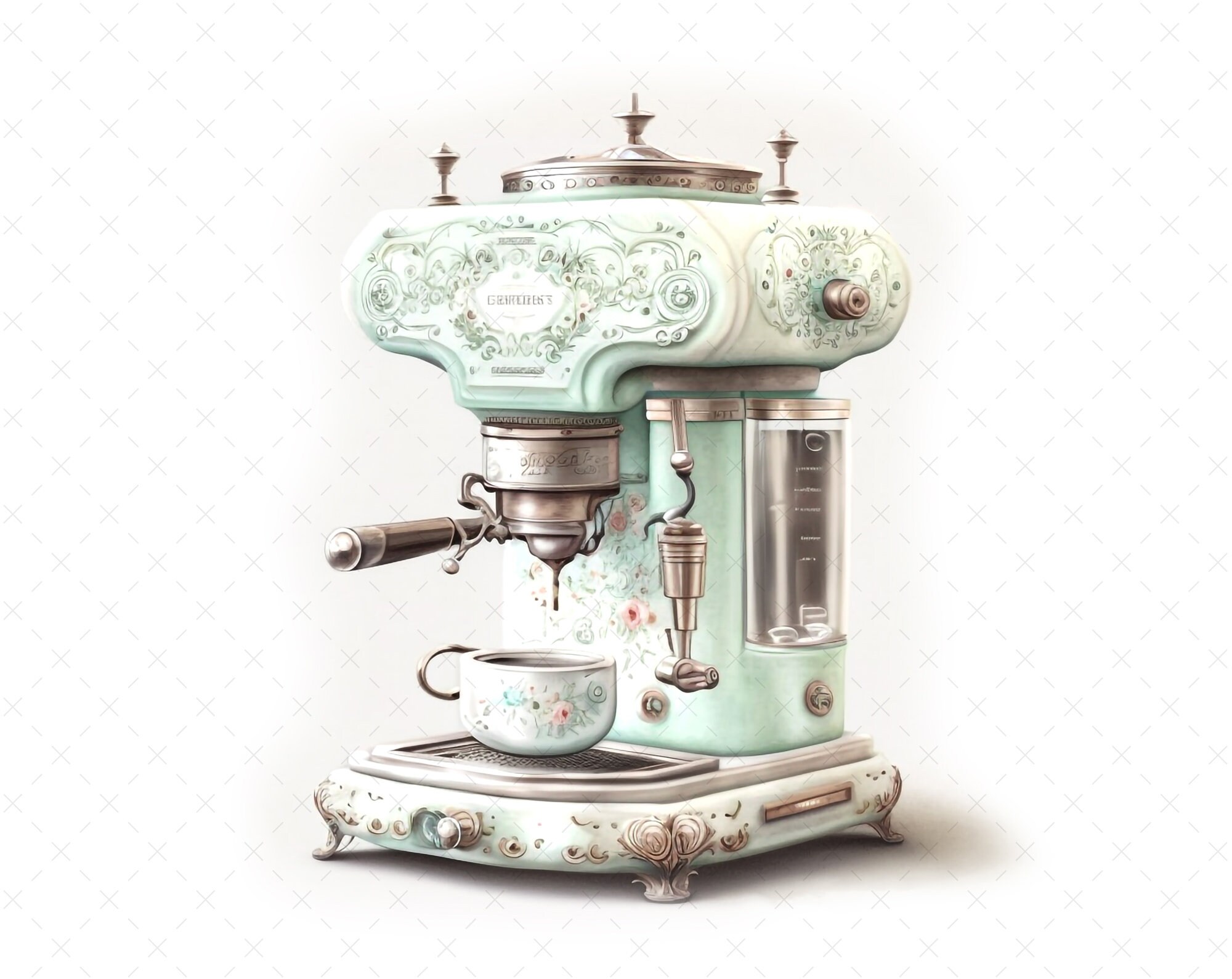 Espresso Maker Clipart 11 High Quality Jpgs Retro Coffee - Etsy