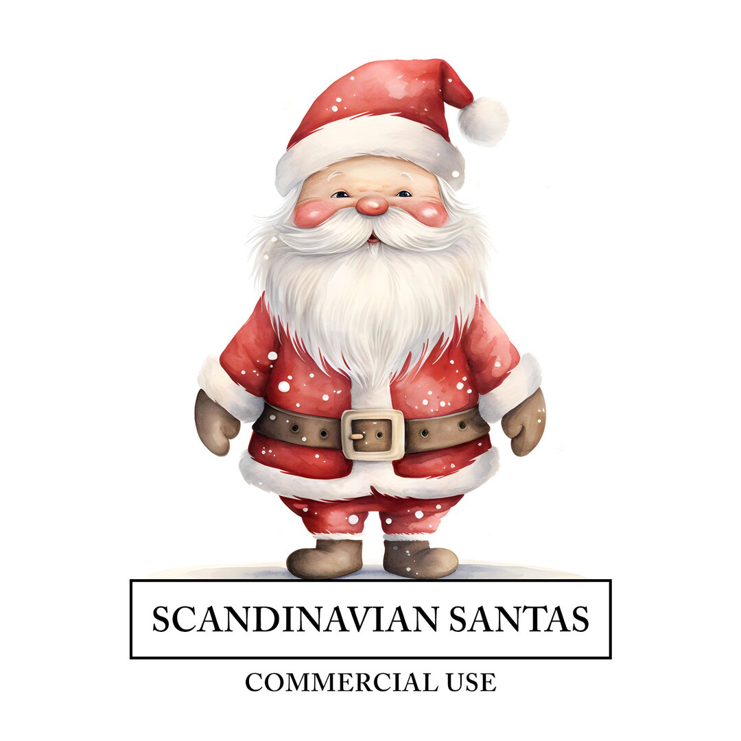 Scandinavian Santa Clipart 13 High Quality Jpgs Nordic Adorable Festive ...