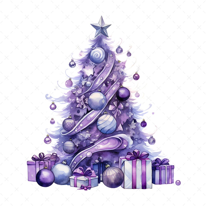 Purple Christmas Trees Clipart 12 High Quality Jpgs Winter Gift ...
