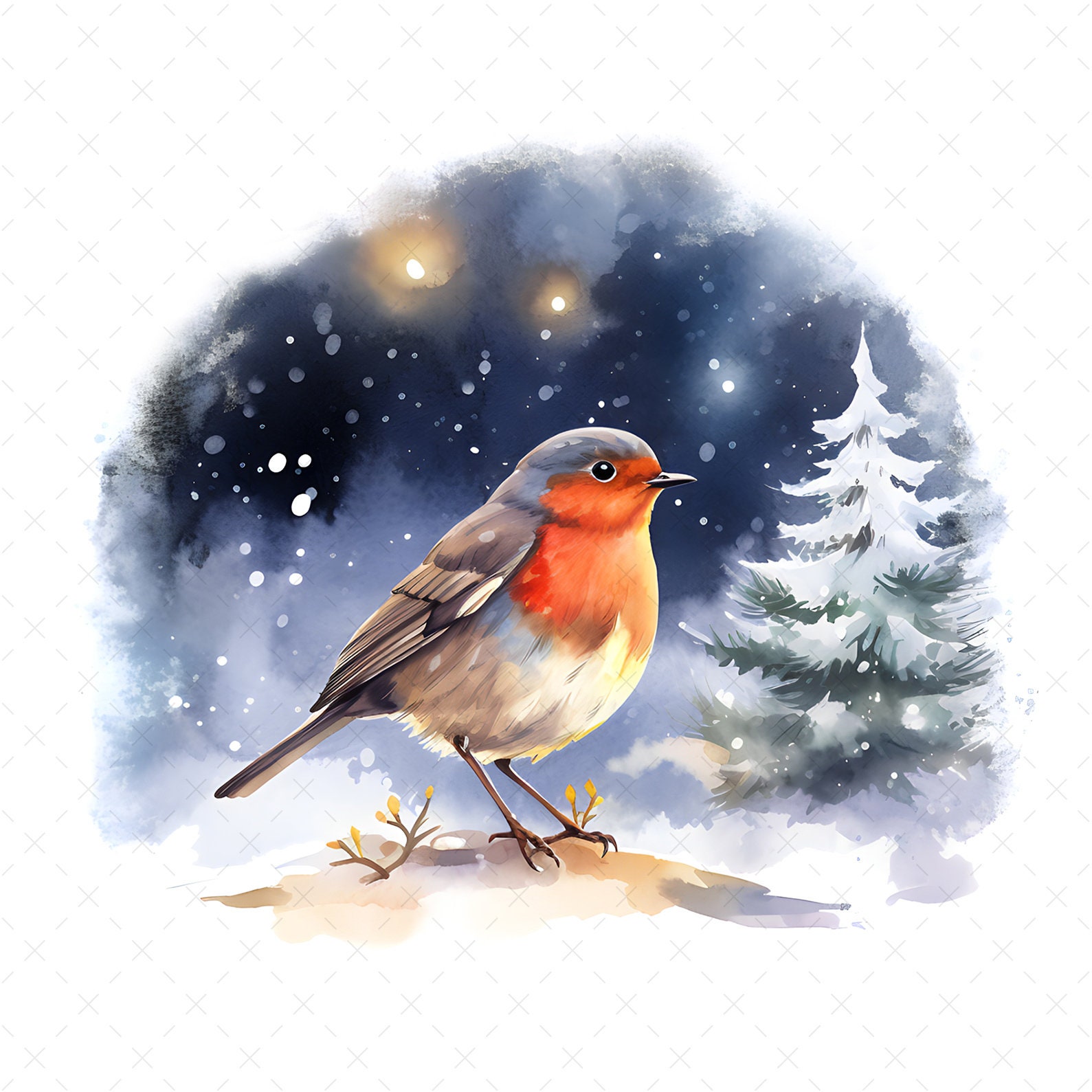 Christmas Robin Clipart 10 High Quality Jpgs Winter Animal Scene ...