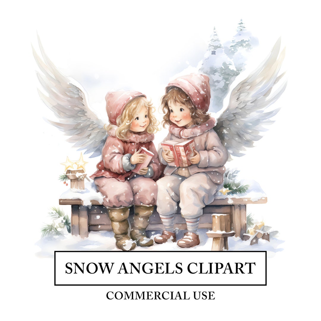 Snow Angels Clipart 8 High Quality Jpgs Vintage Christmas Cherub, Cute ...