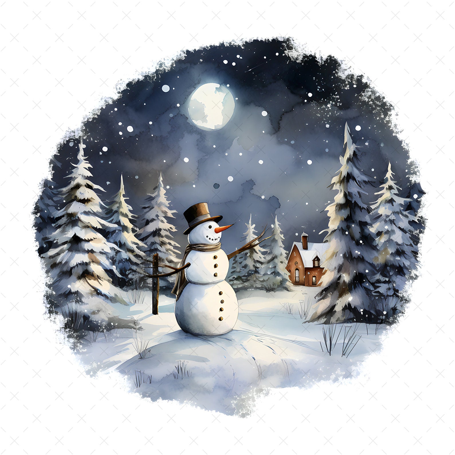 Snowman Night Clipart 12 High Quality Jpgs Vintage Snowmen Clipart ...