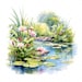 Garden Pond Clipart 8 High Quality Jpgs Watercolor Landscape Art Craft ...