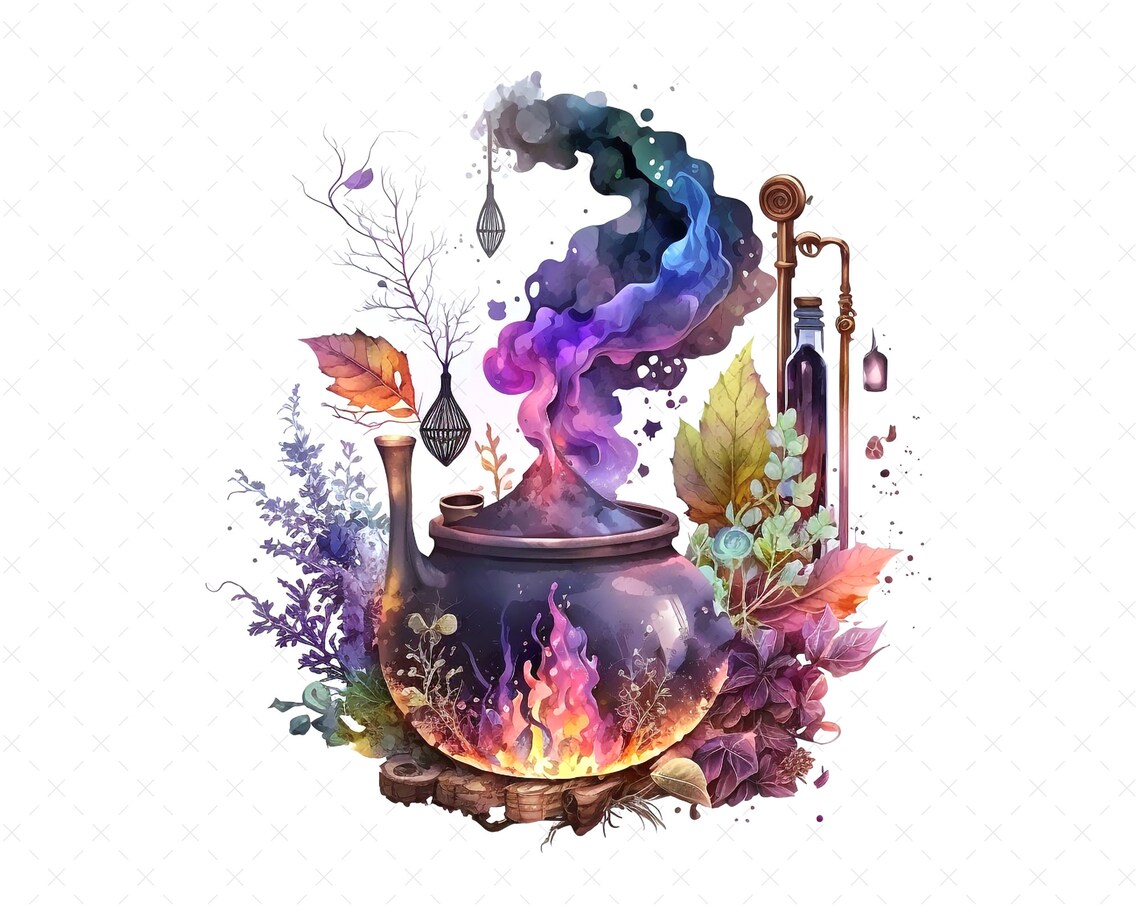 Witch Academy Clipart 11 High Quality Jpgs Potion Brewing Cauldron ...