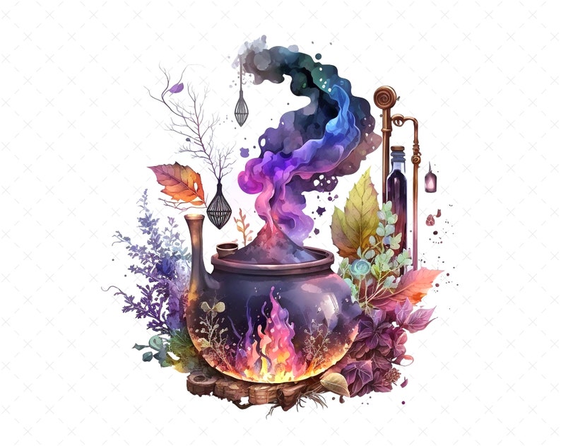 Witch Academy Clipart 11 High Quality Jpgs Potion Brewing Cauldron ...