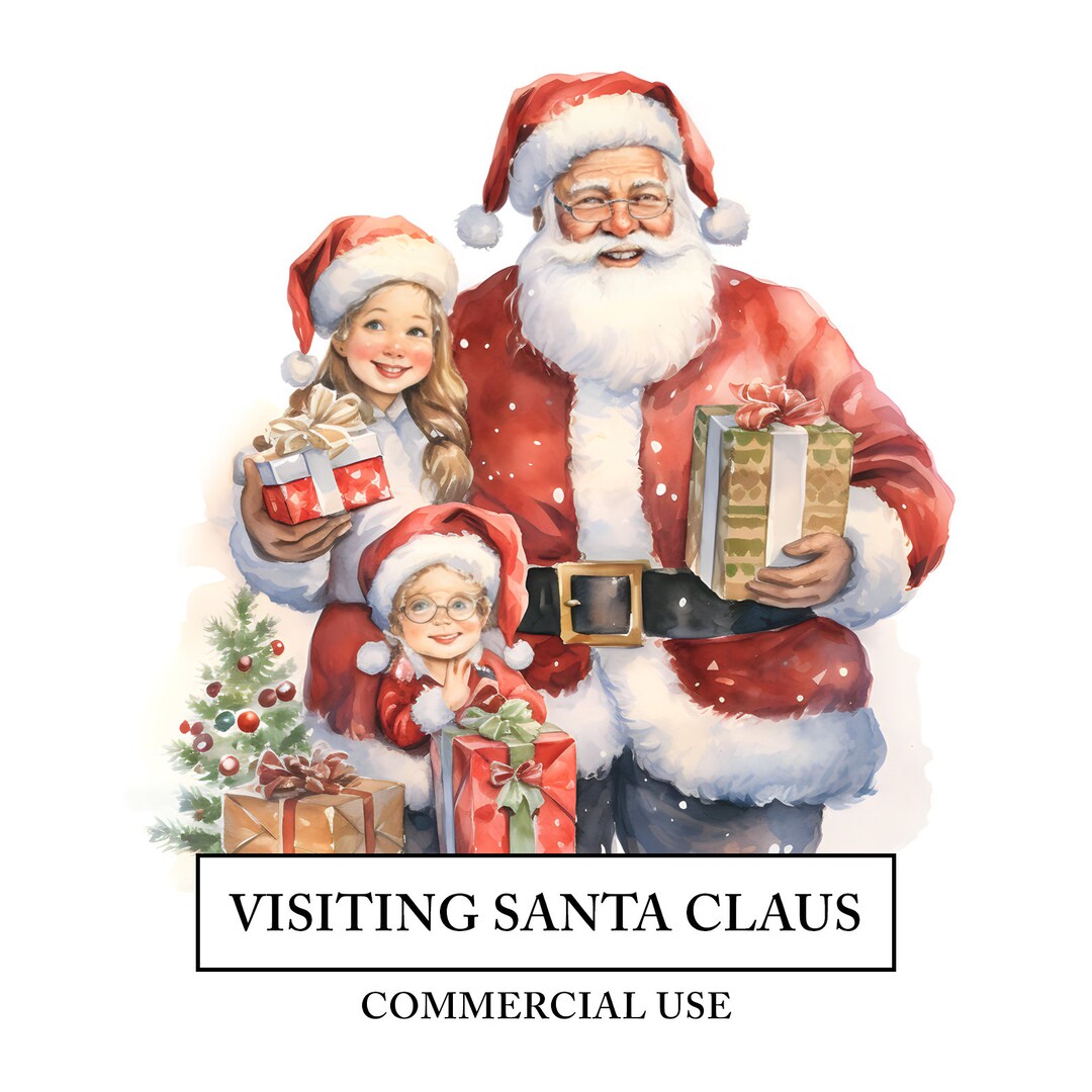 Visiting Santa Clipart 8 High Quality Jpgs Heartwarming Santa Claus ...