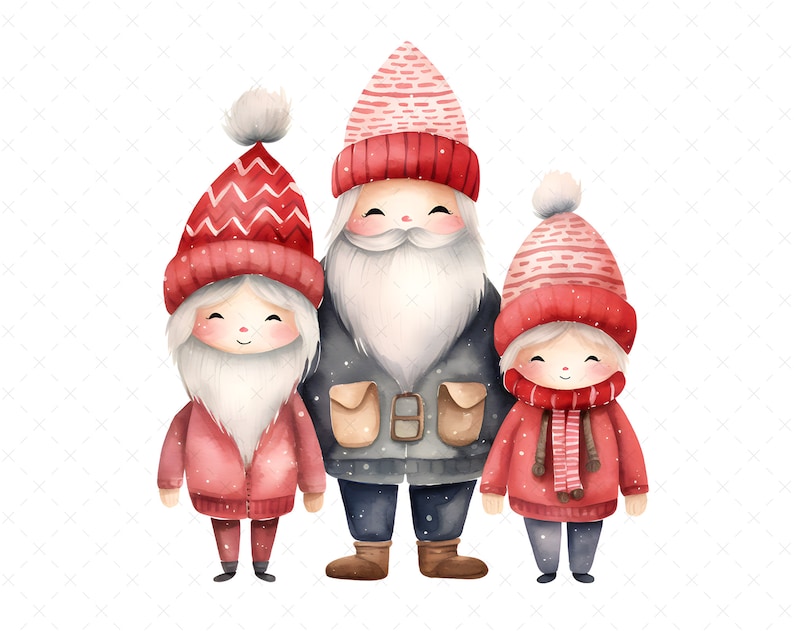 Gnome Family Clipart 10 High Quality Jpgs Lovable Festive Christmas ...