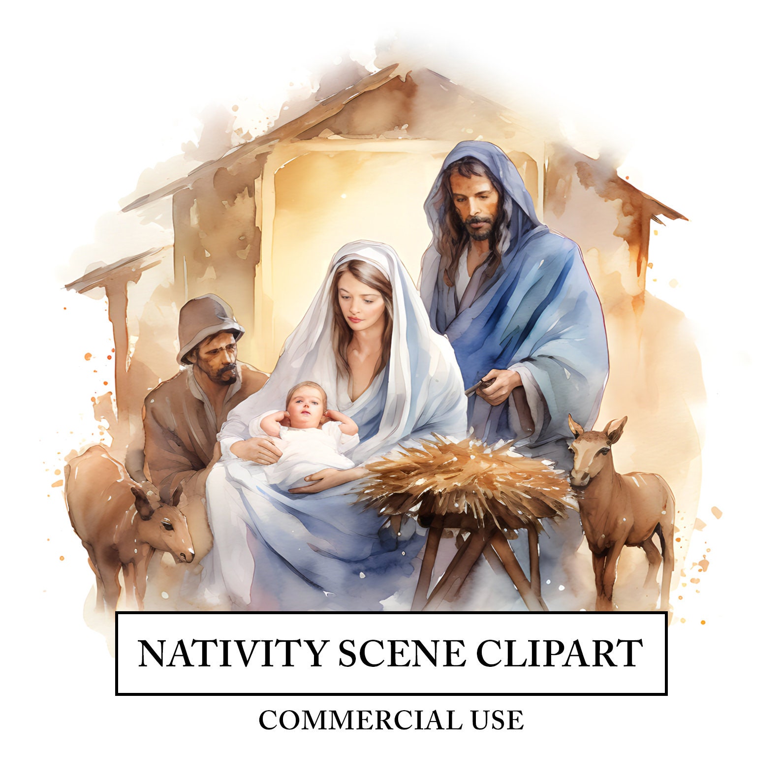 Nativity Scene Clipart 12 High Quality Jpgs Beautiful Christmas ...