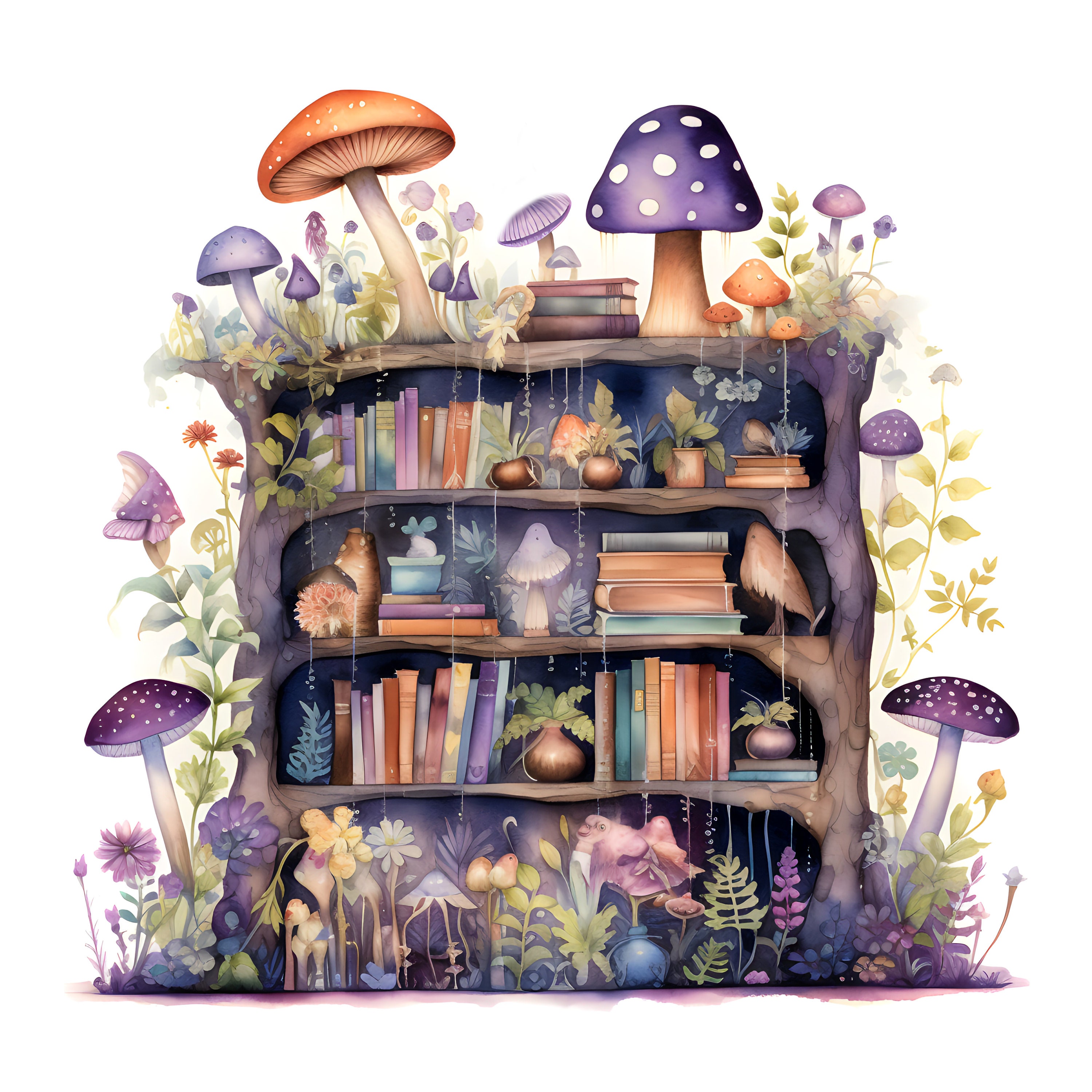 Enchanted Bookshelf Clipart 12 High Quality Jpgs Fantasy - Etsy