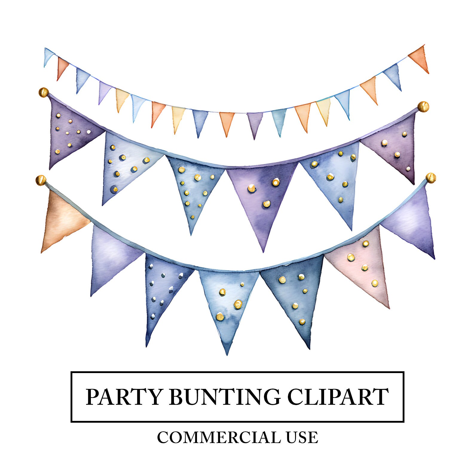 Party Bunting Clipart 12 High Quality Jpgs Birthday Celebration ...