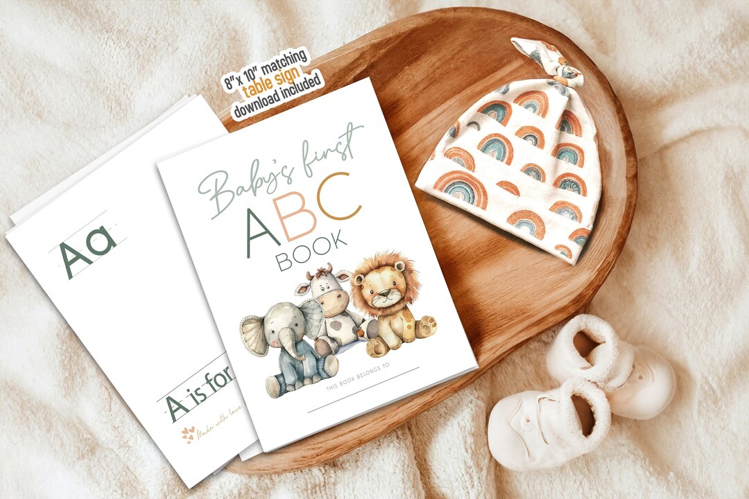 Babys First ABC Book Baby's Shower Activity Game Gift Alphabet Keepsake ...