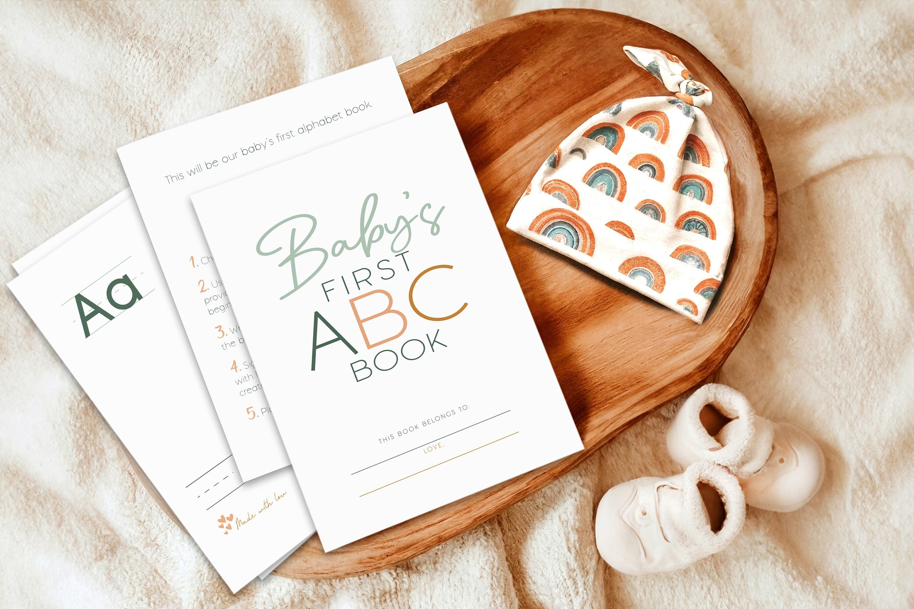 Babys First ABC Book Baby Shower Activity Game Gift Alphabet Keepsake ...