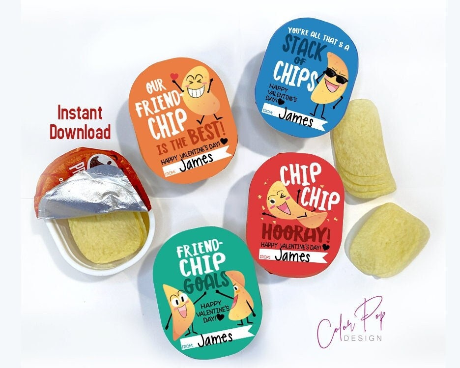 Chips Kids Valentines for Pringles Potato Chips Valentine's Day School ...