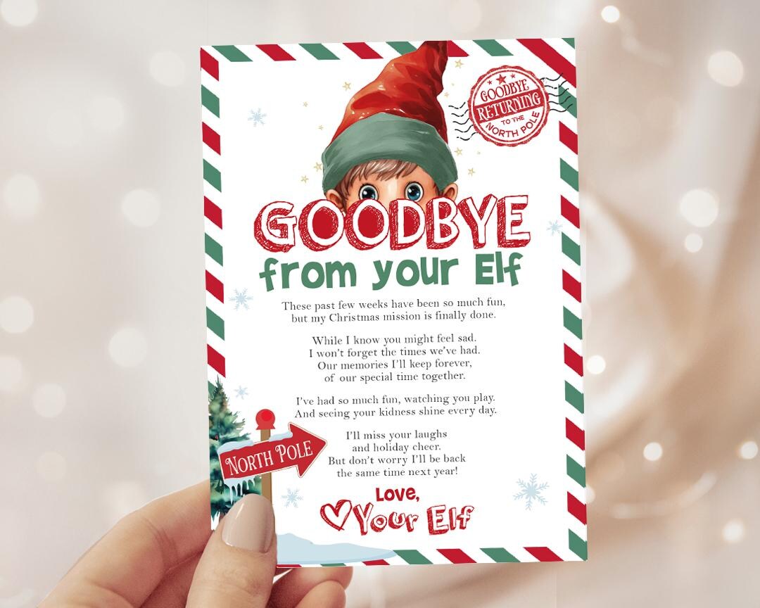 Elf Goodbye Letter Farewell Christmas Elves Note Departure Leaving ...