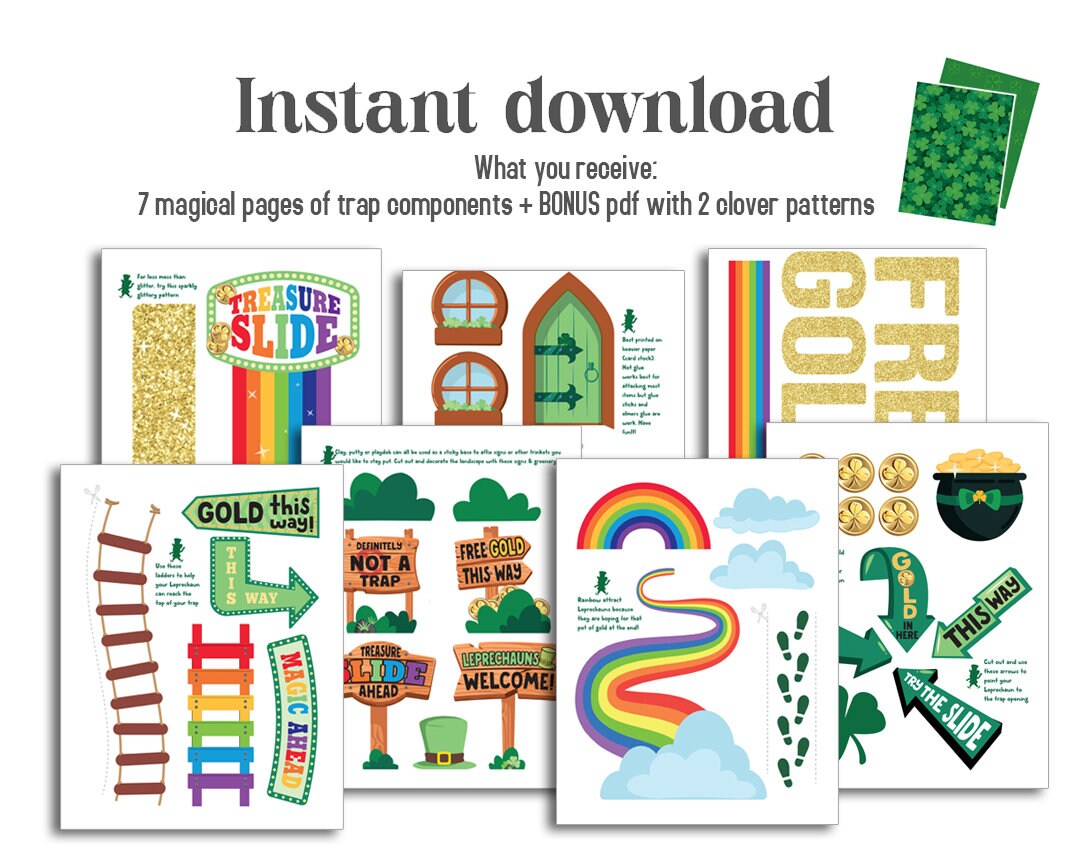 Printable Leprechaun Trap Kit St Patricks Day Activity for Kids DIY ...