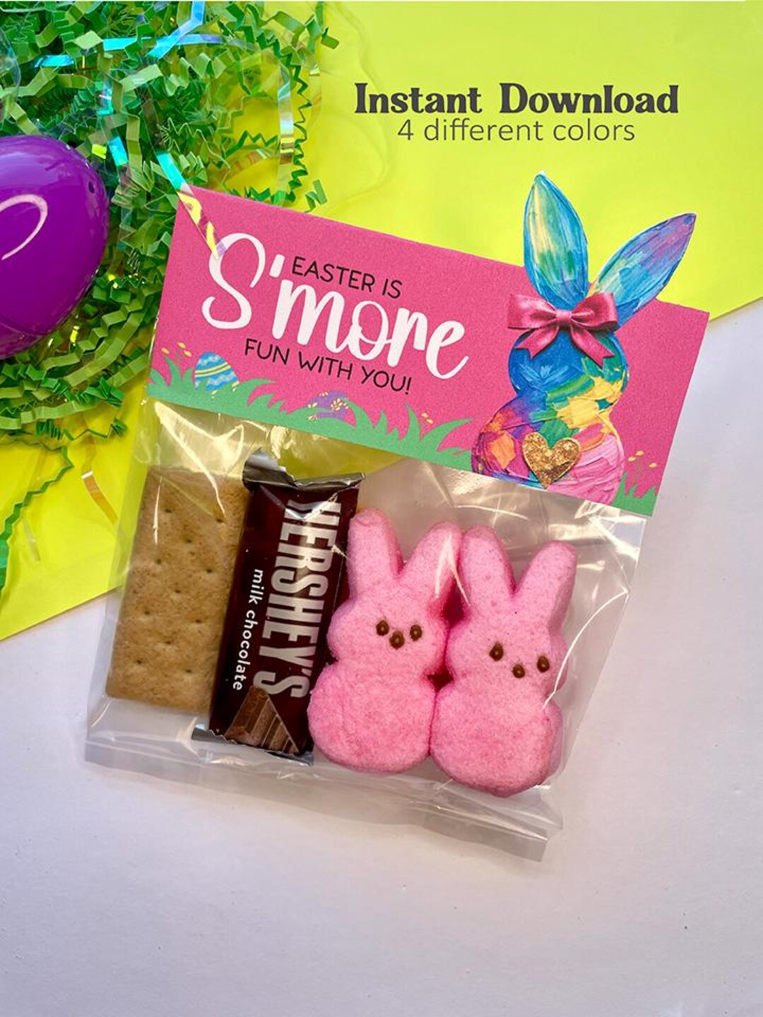Easter S'more Fun With You Peeps Treat Bag Tag, Smores Easter Bunny Tag ...